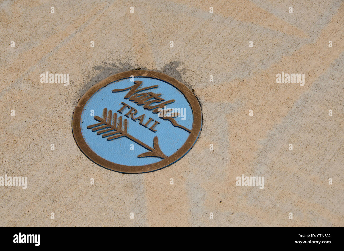Mississippi, Natchez. Historic Natchez Trail sidewalk marker Stock ...