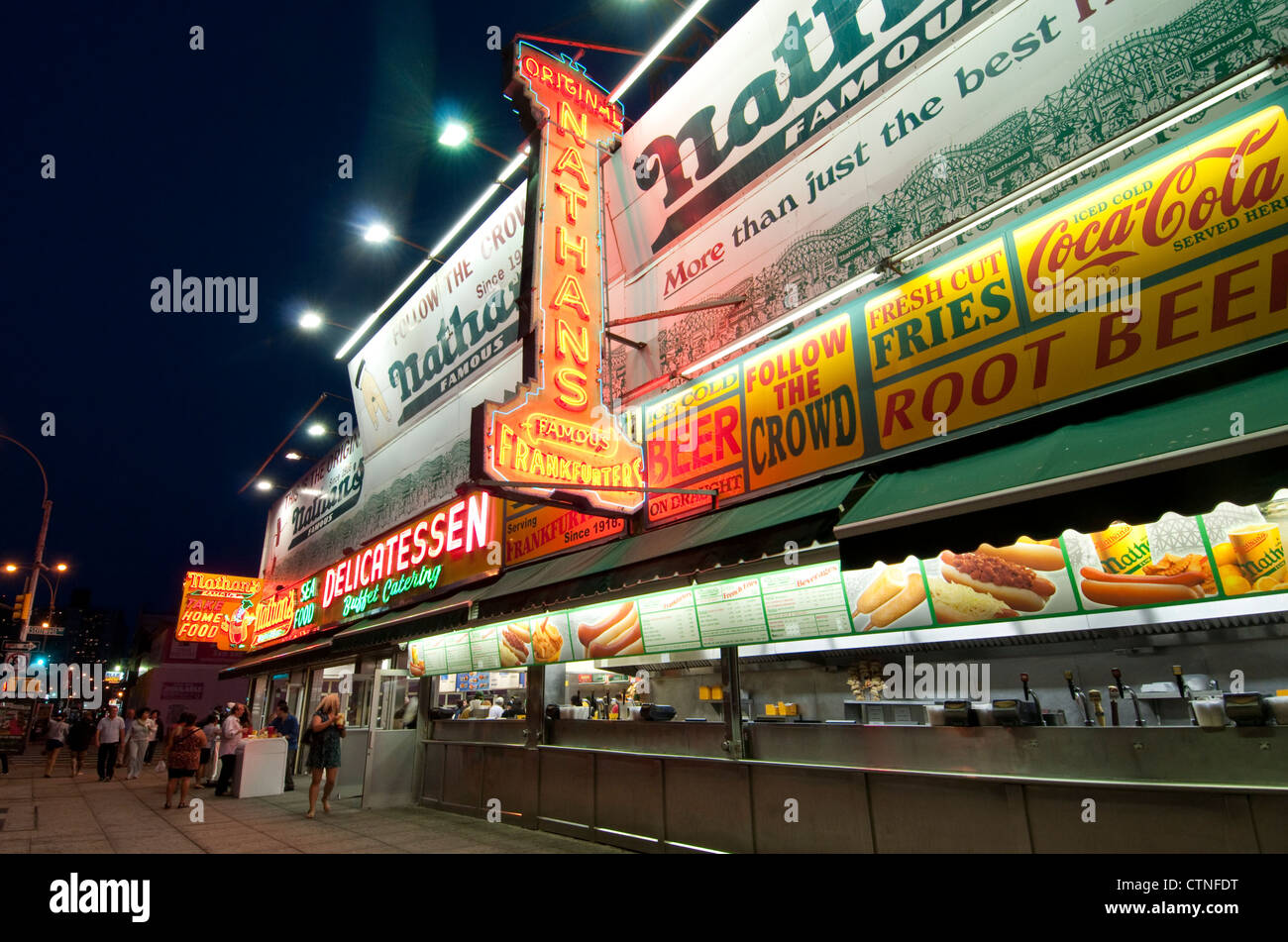 Nathan's Famous Landmark Restaurant in Coney Island, Brooklyn Stock ...