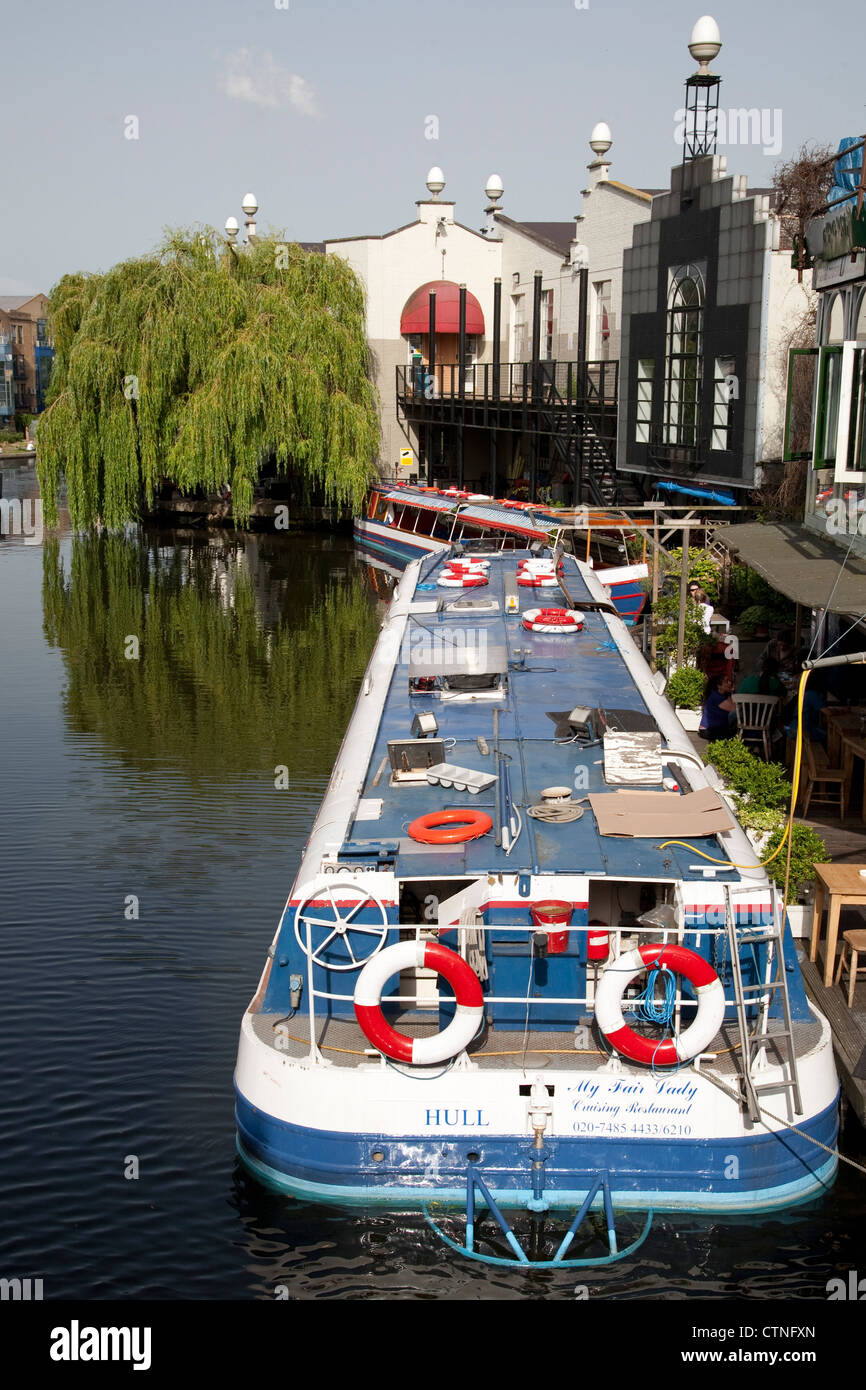 Barge on Regents Canal, Camden, London, England, UK Stock Photo - Alamy