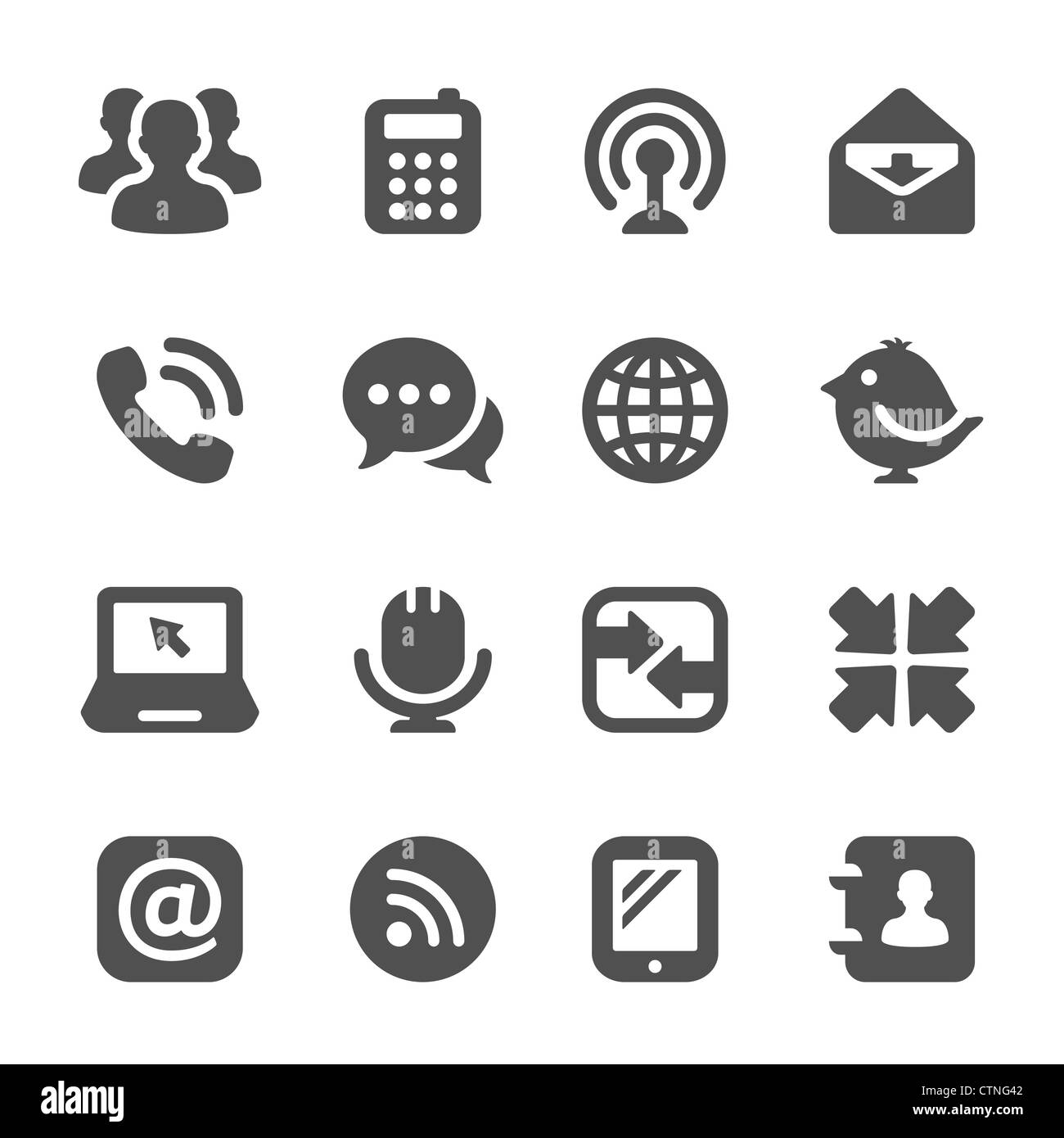 Internet communication symbols black Black and White Stock Photos ...