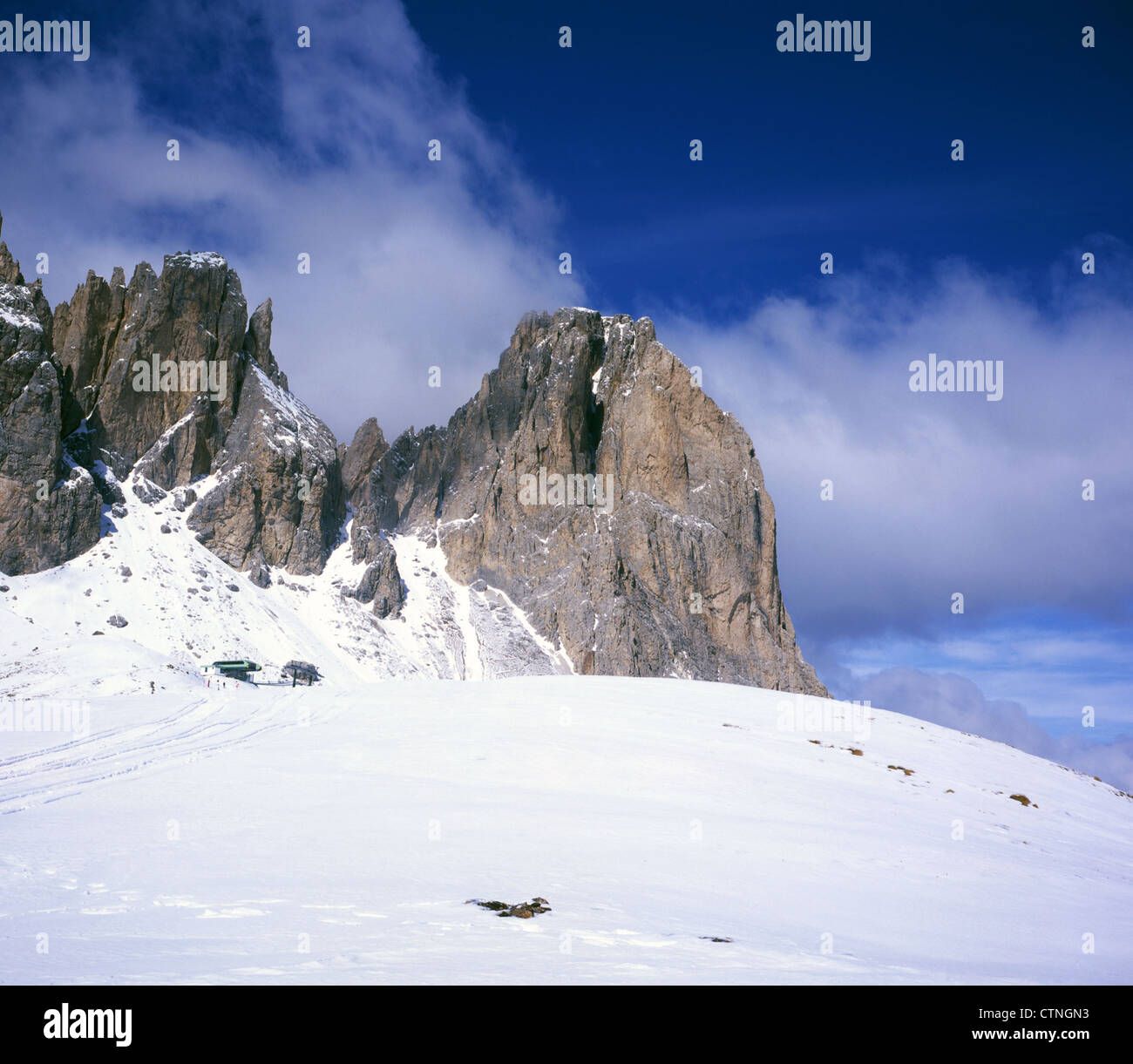 The Sasso Piatto Plattkofel Sassolungo, Langkofel from above The Passo ...