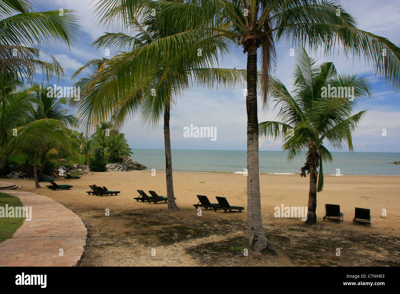 Sandy beach palm trees sun hi-res stock photography and images - Alamy
