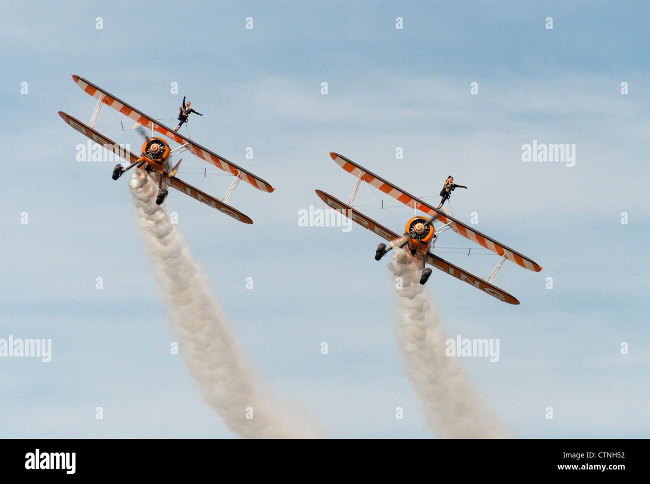 Boeing stearman biplanes of the breitling wingwalkers hi-res stock ...