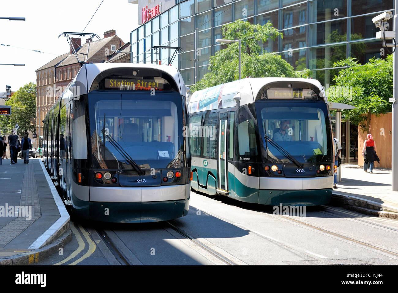 nottingham express transit tram in the city centre england uk Stock ...