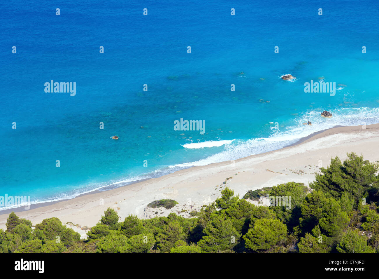Beautiful summer Lefkada coast beach (Greece, Ionian Sea) view from up ...