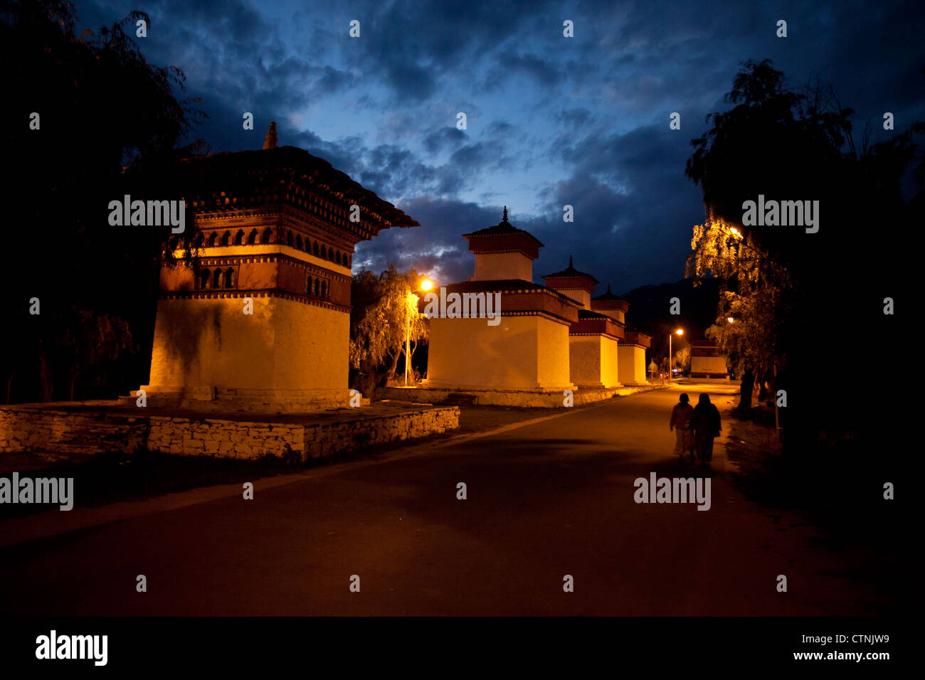 Chortens at night, Paro Stock Photo - Alamy