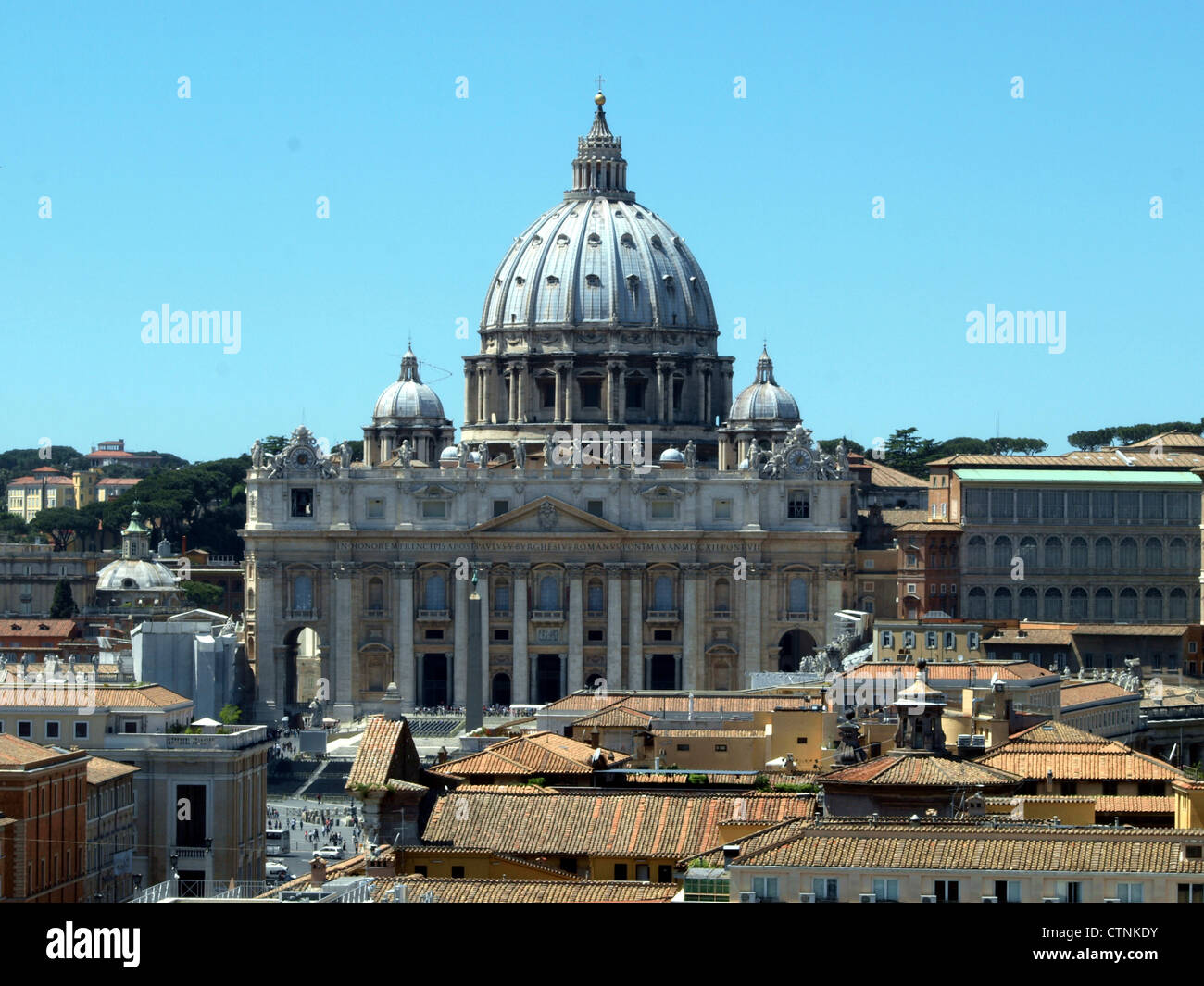 Saint Peter’s Basilica is visible from Castel Sant'Angelo in Rome. The ...