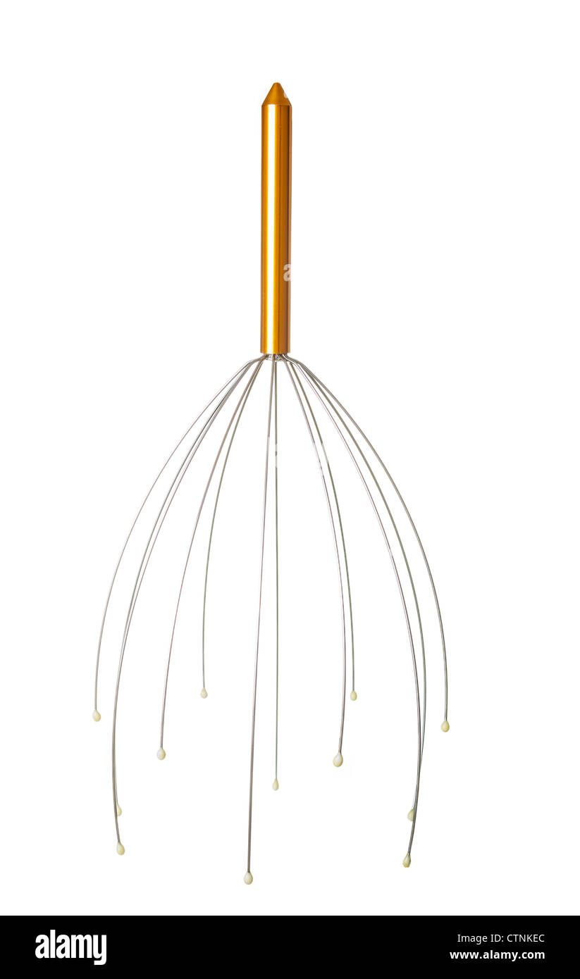 Metal hair massage tool on white background Stock Photo - Alamy