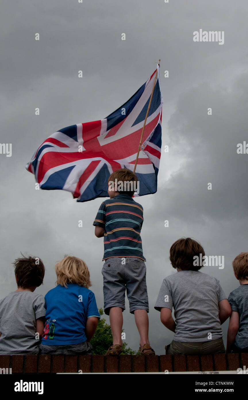 Children waving flag uk hi-res stock photography and images - Alamy