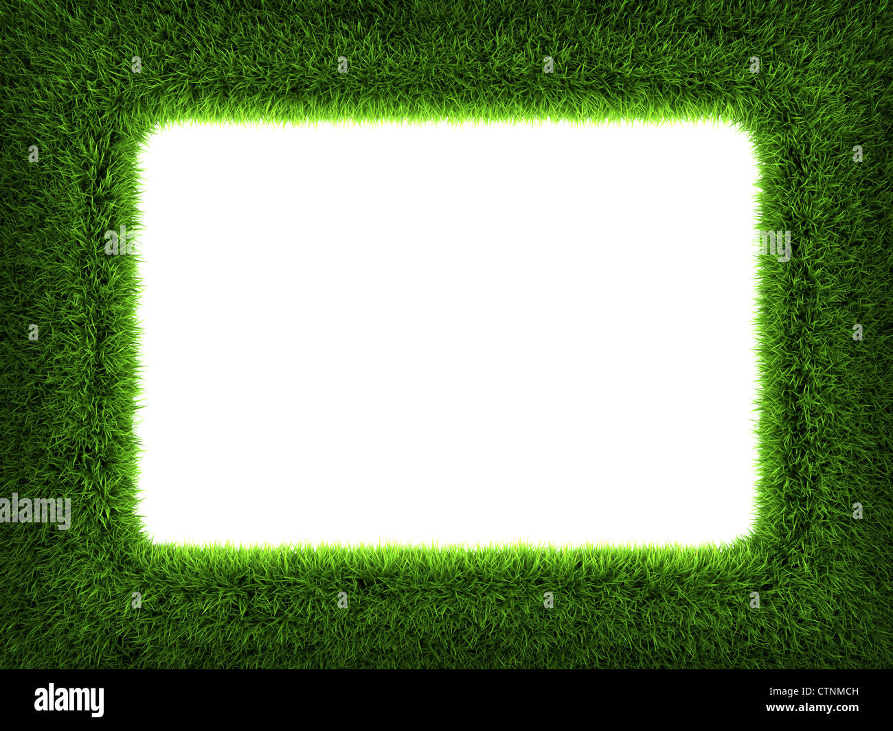 Fresh green grass frame isolated on white background. 3d render Stock ...