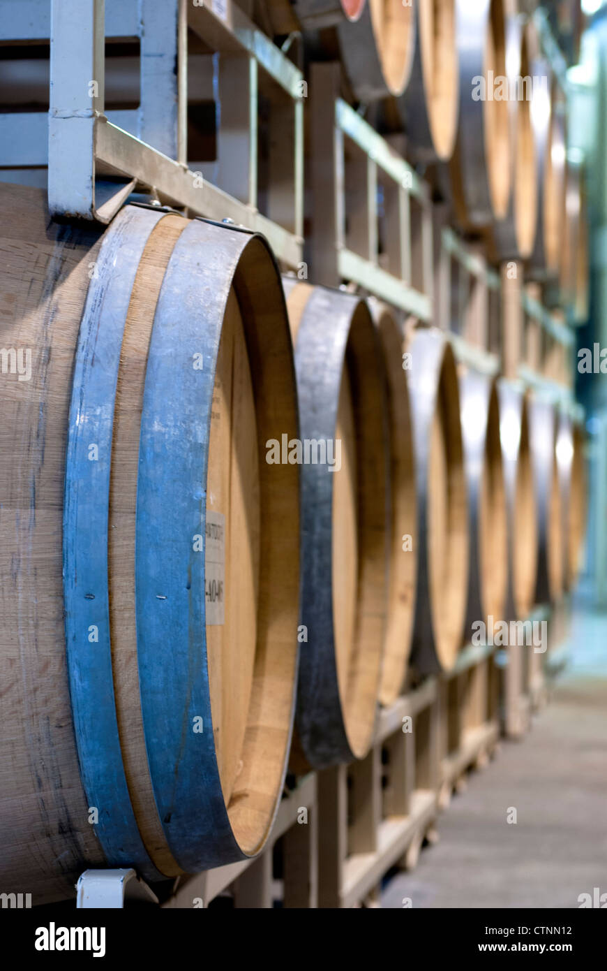 Stacked oak barrels in winery hi-res stock photography and images - Alamy