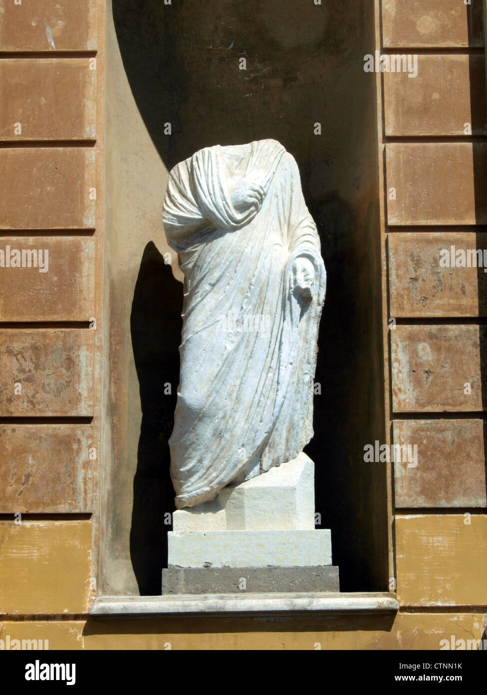An outdoor bust sculpture in the Vatican Museums exemplifies the ...