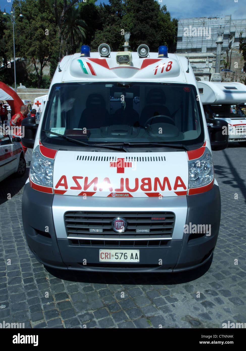 A Fiat ambulance, commonly used in Italy, is seen in Rome. The vehicle ...