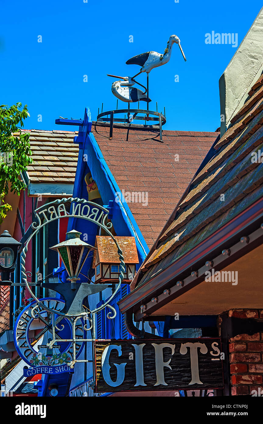 Typical Danish architecture, Solvang, California. The stork nest ...