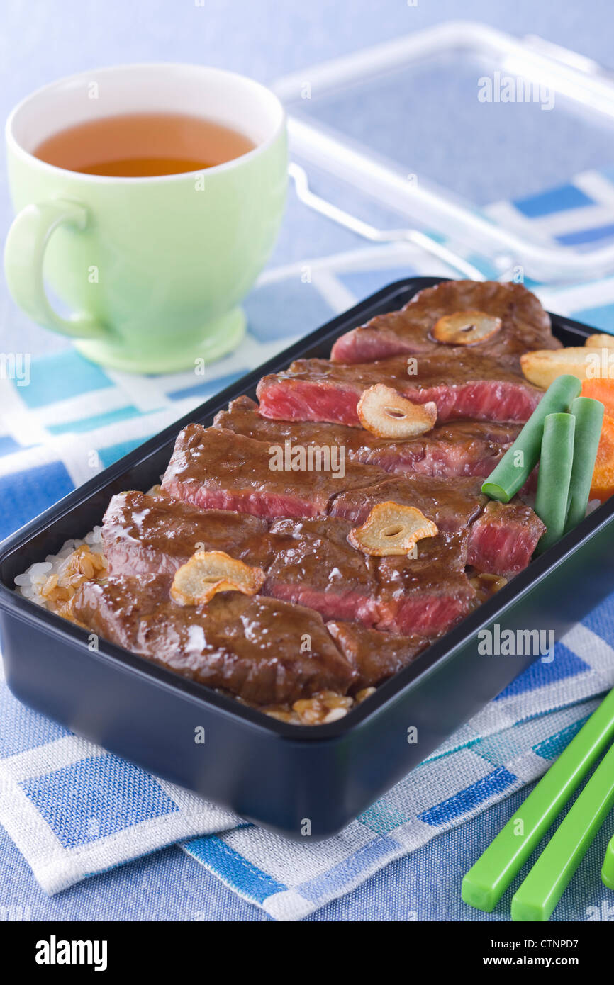 Beef Steak Bento Stock Photo - Alamy