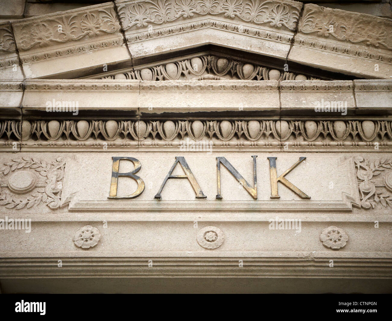 Traditional bank sign above building entrance in the UK Stock Photo - Alamy
