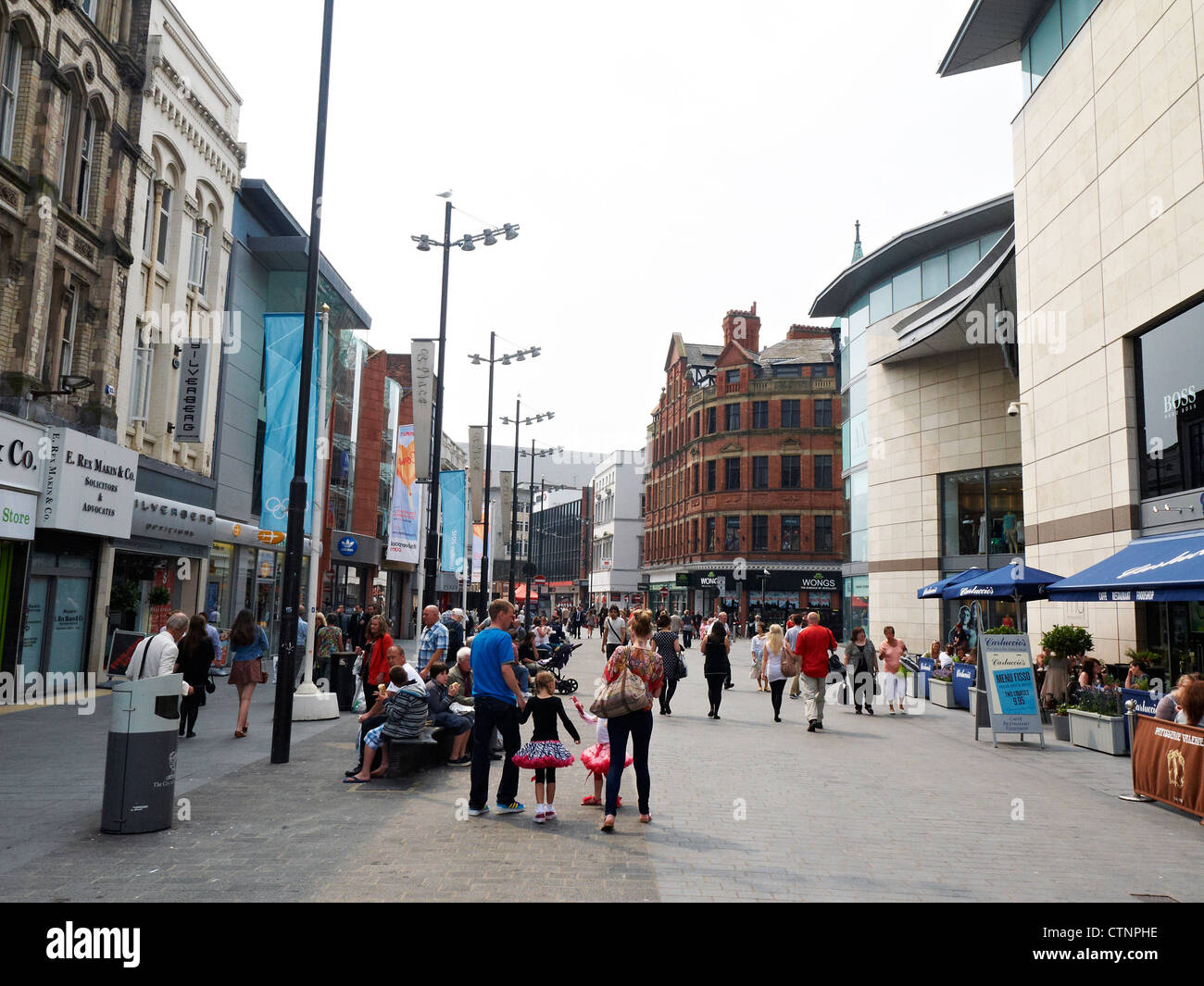 View into Whitechapel with Met Quater shopping centre in Liverpool UK ...