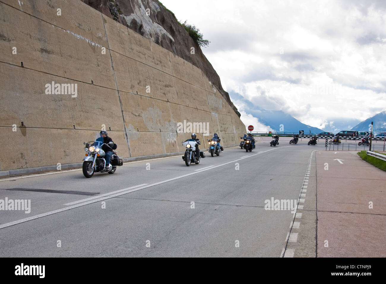 Switzerland, Gotthard pass, motorbikers Stock Photo - Alamy