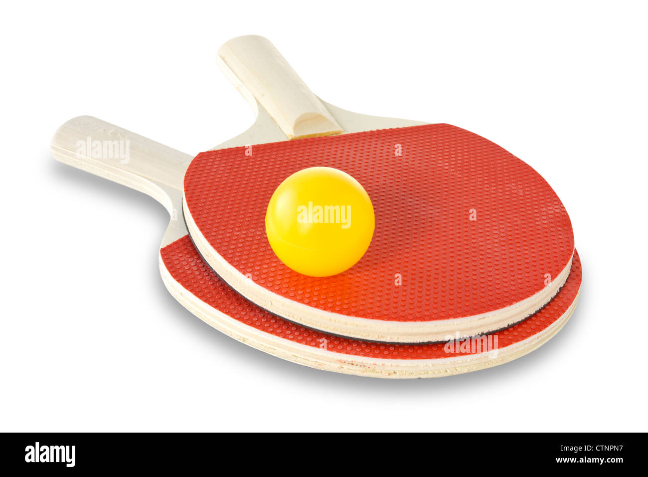 Table-tennis rackets and ball on a white background Stock Photo - Alamy