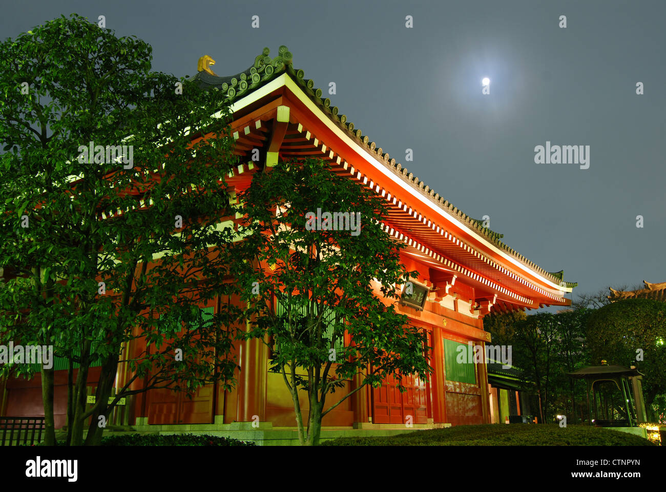 colorful Japanese temple at moonlight, Asakusa Tokyo Japan Stock Photo ...