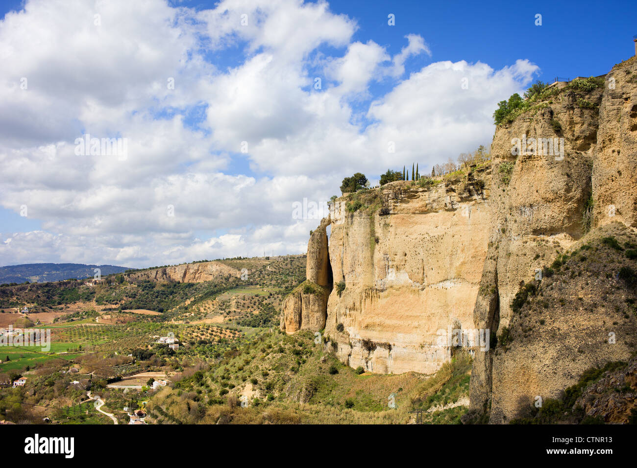 High cliffs of Ronda in scenic Andalusian landscape in southern Spain ...