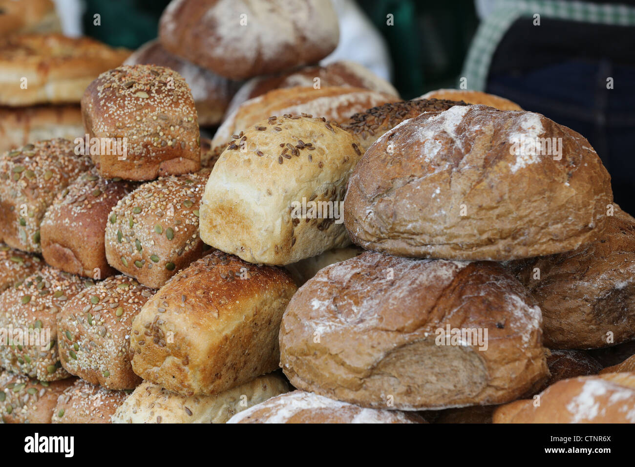 Bread for sale on a market stall Stock Photo - Alamy