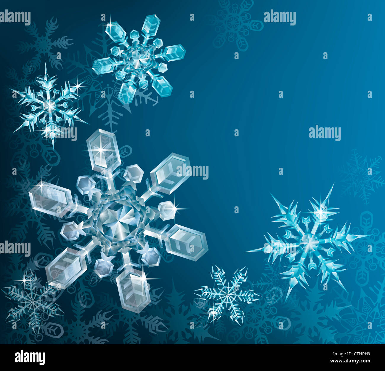 Lovely blue snowflake Christmas background with translucent snowflakes ...