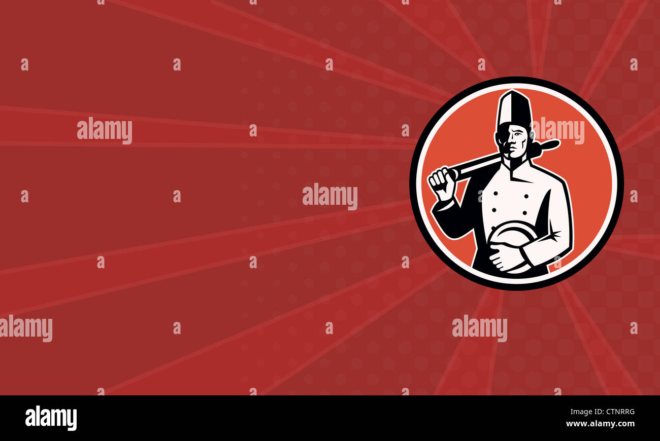 Illustration of a cook chef baker with roller facing front set inside ...