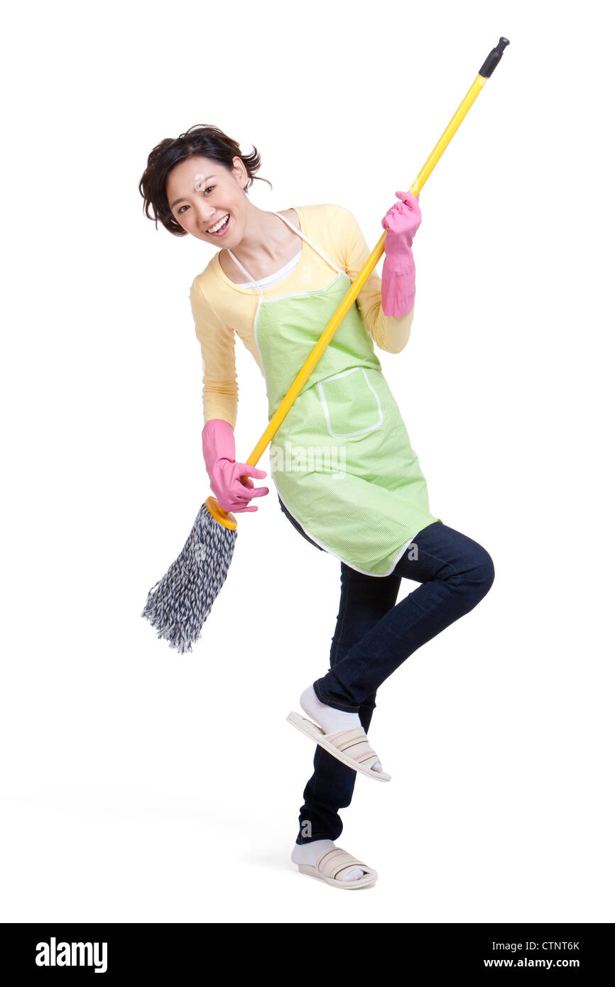 Happy housework time Stock Photo - Alamy