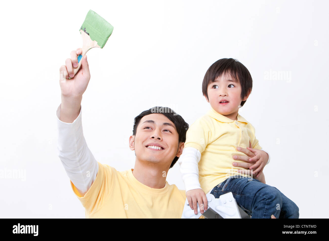 Father and son doing home DIY Stock Photo - Alamy