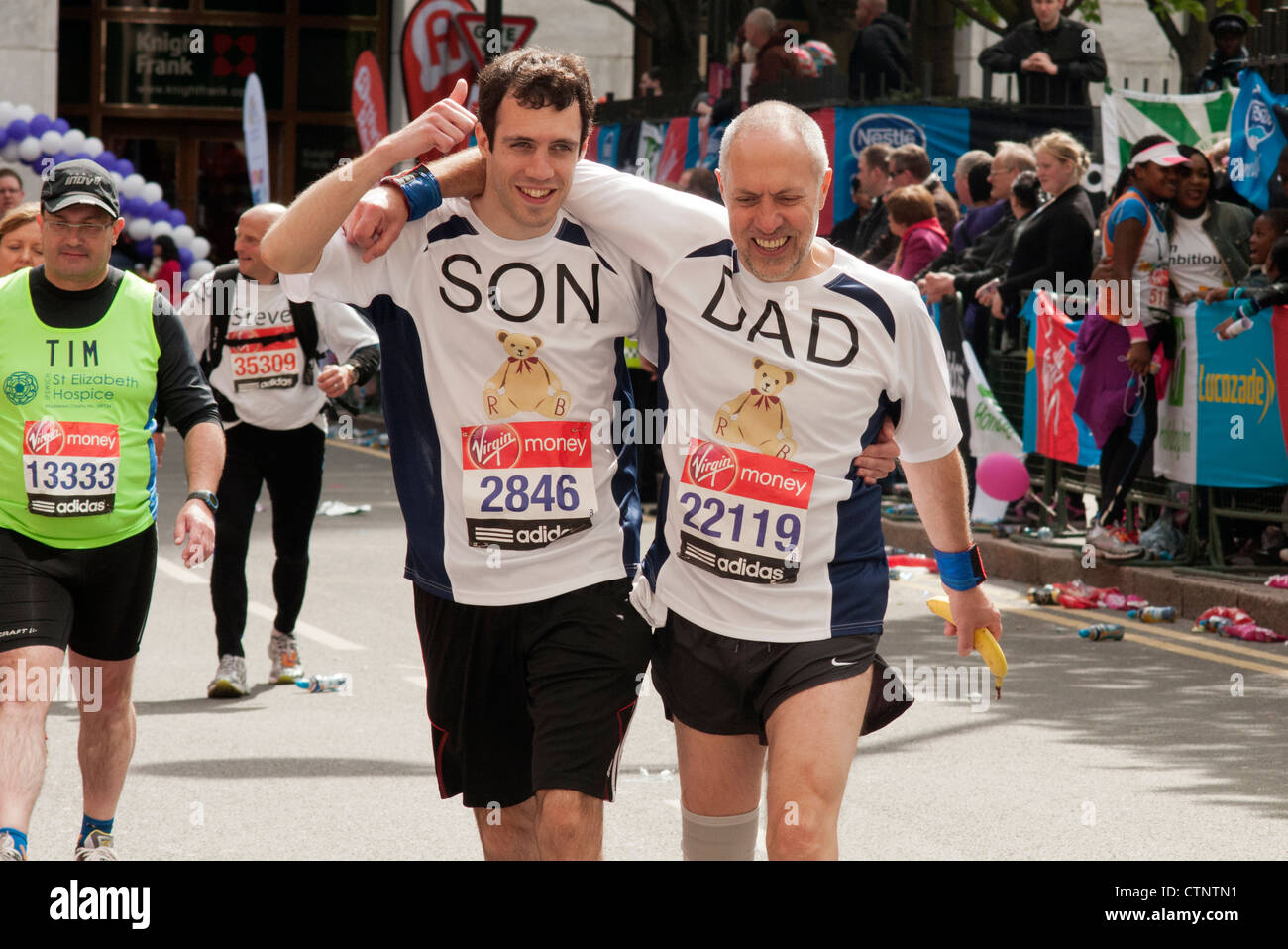 father & son running the London Marathon Stock Photo - Alamy
