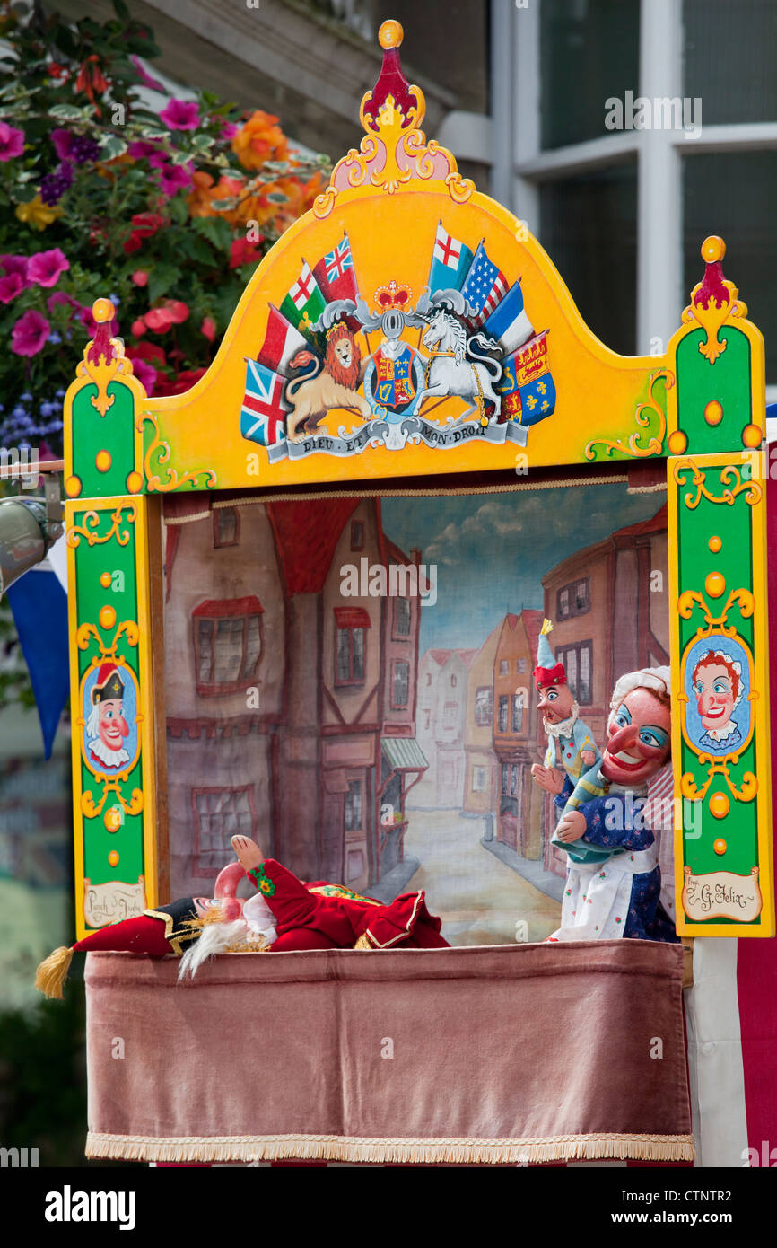 A traditional Punch and Judy booth at the Buxton Puppet Festival ...