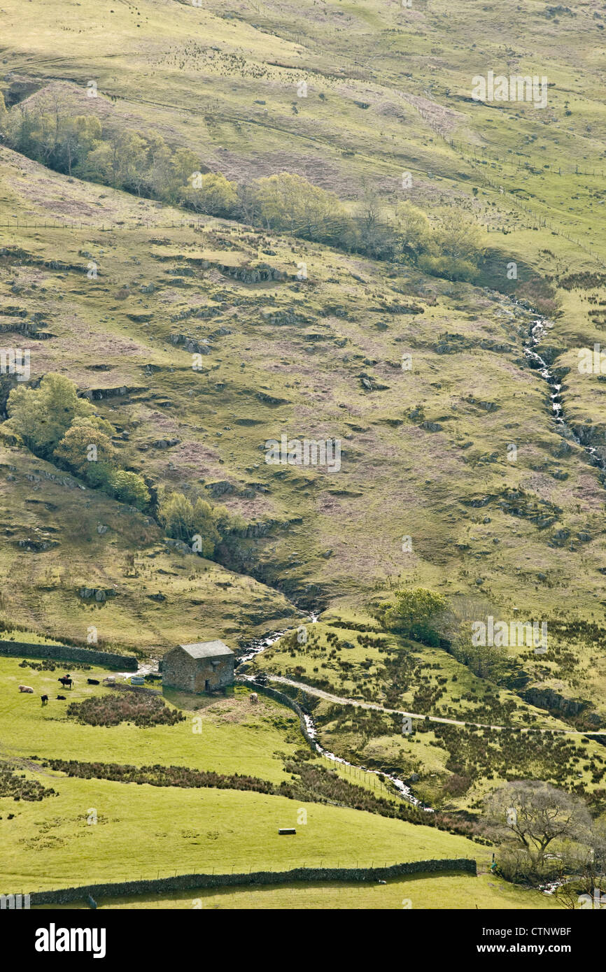 Stone barn at the foot of Low Great Knott in the Lake District National ...