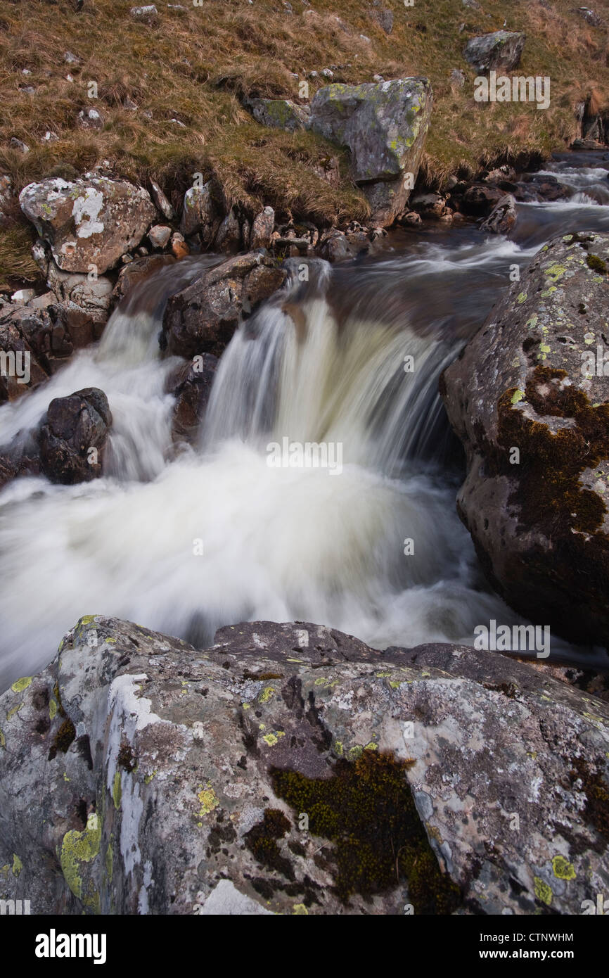 A waterfall in the Scottish Borders near to Talla Reservoir Stock Photo ...