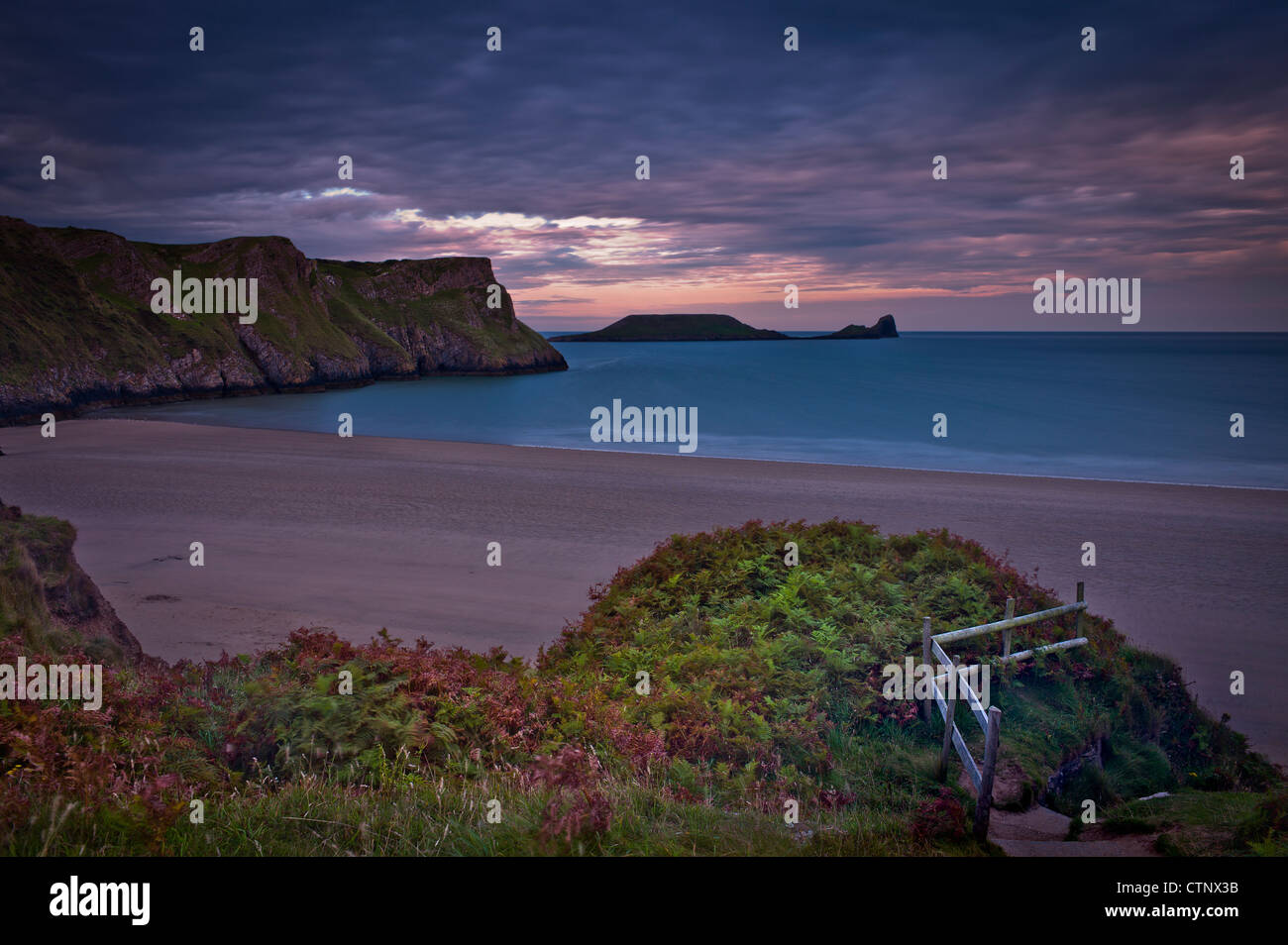 Worm's Head, a famous landmark on the Gower peninsula, Wales Stock ...