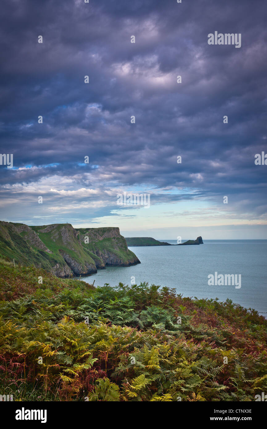 Worm's Head, a famous landmark on the Gower peninsula, Wales Stock ...