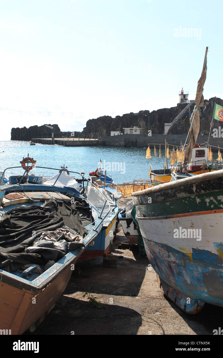 Fishing boats, Winston Churchill Bay, Madeira Stock Photo - Alamy
