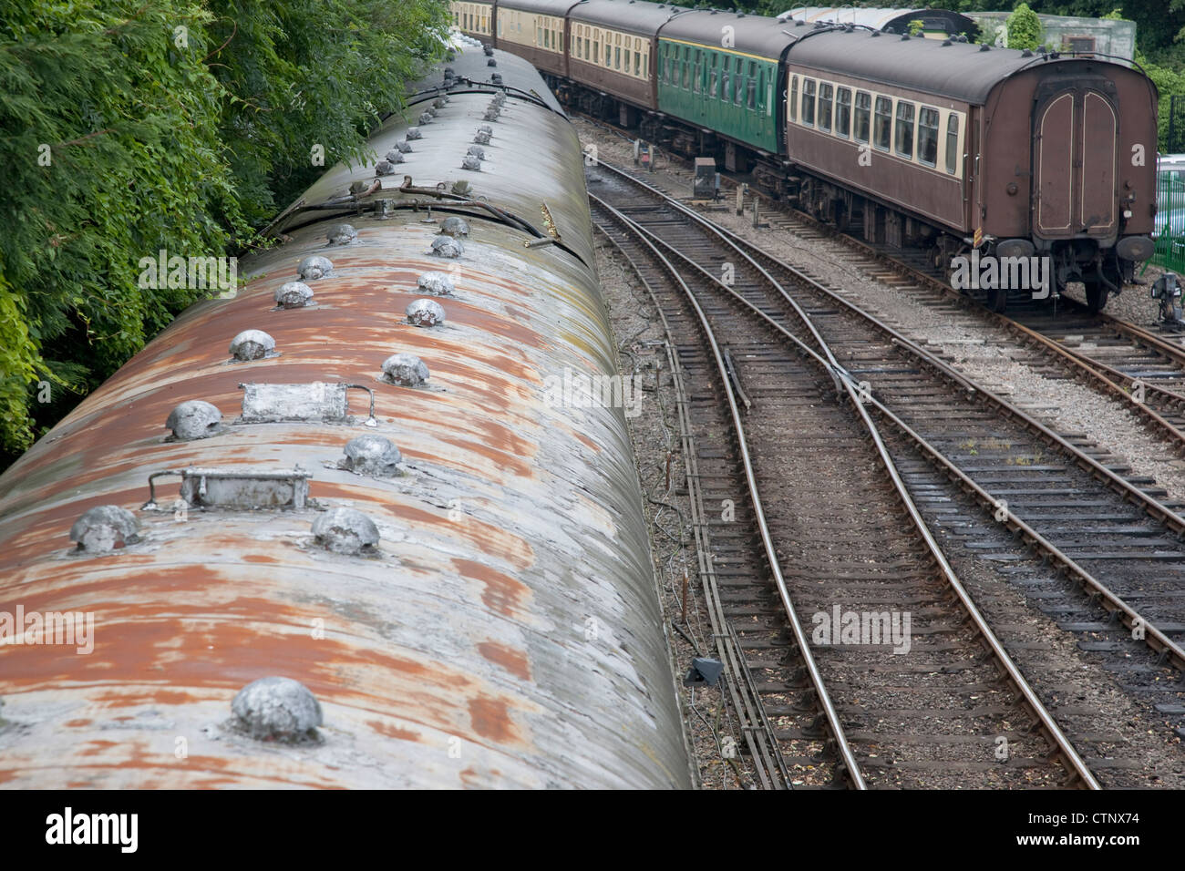 Railroad Carriage Roof on Railway Tracks Stock Photo - Alamy