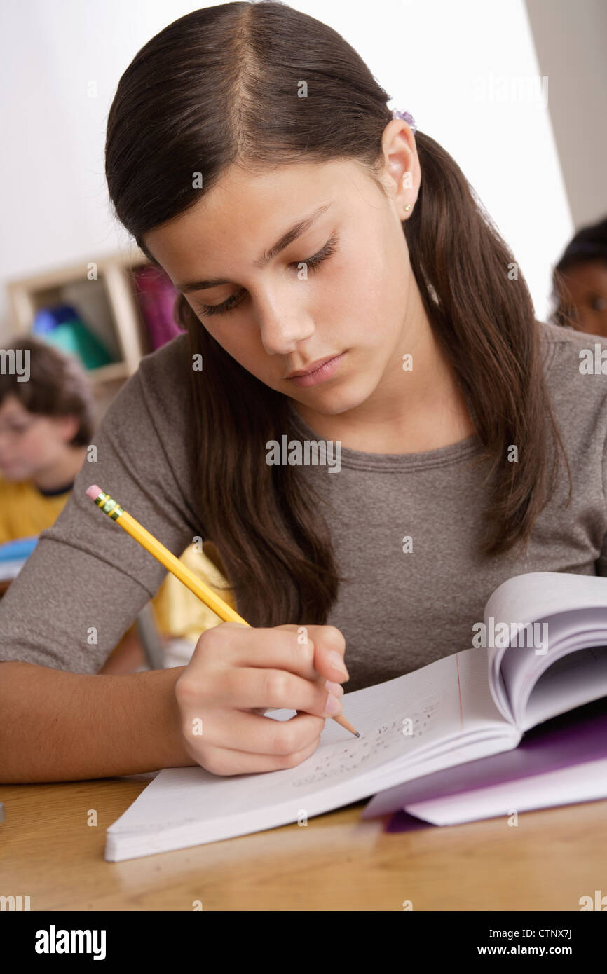 USA, California, Los Angeles, Schoolgirl (12-13) at school Stock Photo ...