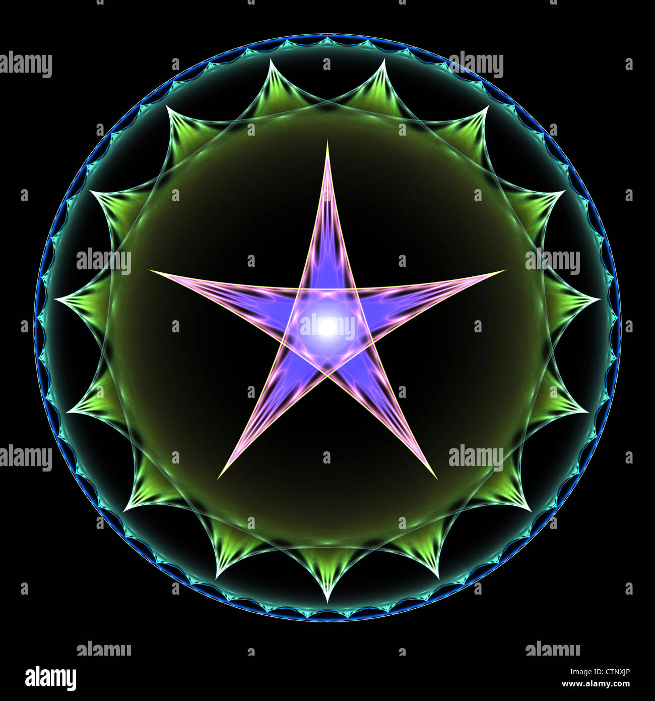 Purple and Green Pentangle Abstract Fractal Design Stock Photo - Alamy