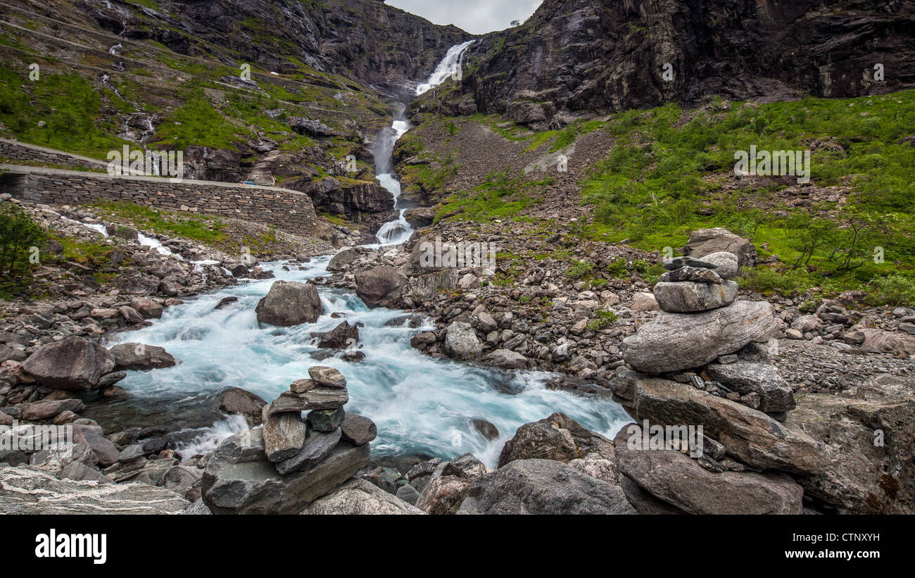 Waterfall Stigfossen, Trollstigen, Norway Stock Photo - Alamy
