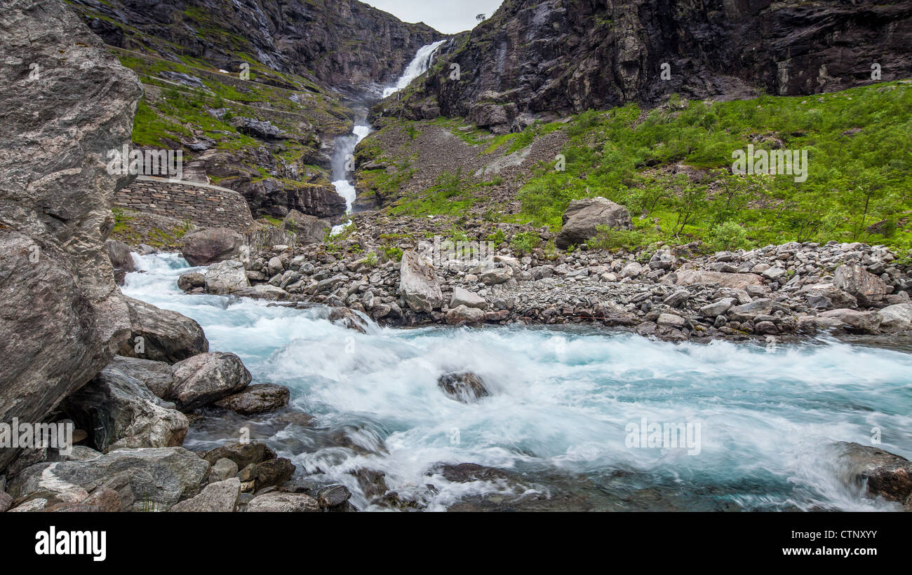 Waterfall Stigfossen, Trollstigen, Norway Stock Photo - Alamy