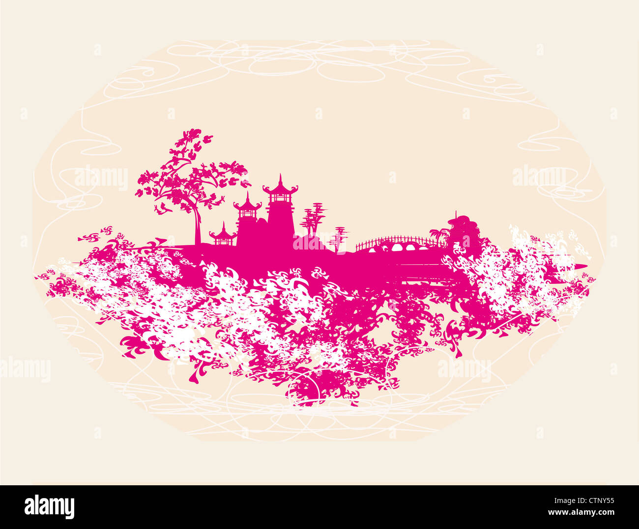 old paper with Asian Landscape Stock Photo - Alamy