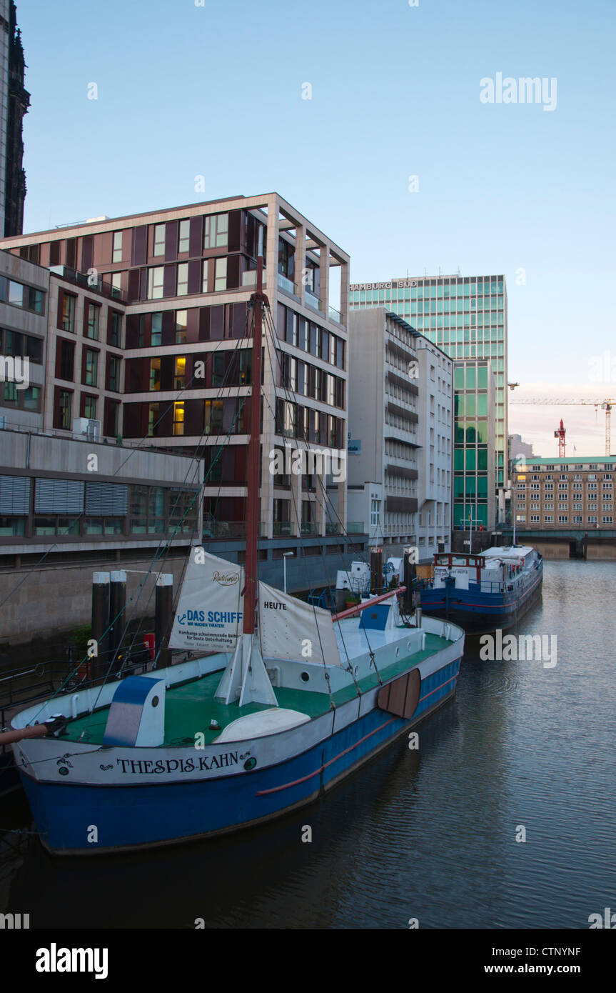 Das Schiff boat theatre at Nikolaifleet canal central Hamburg Germany ...