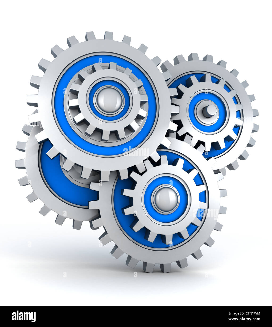 Four abstract gears (on white background, done in 3d Stock Photo - Alamy