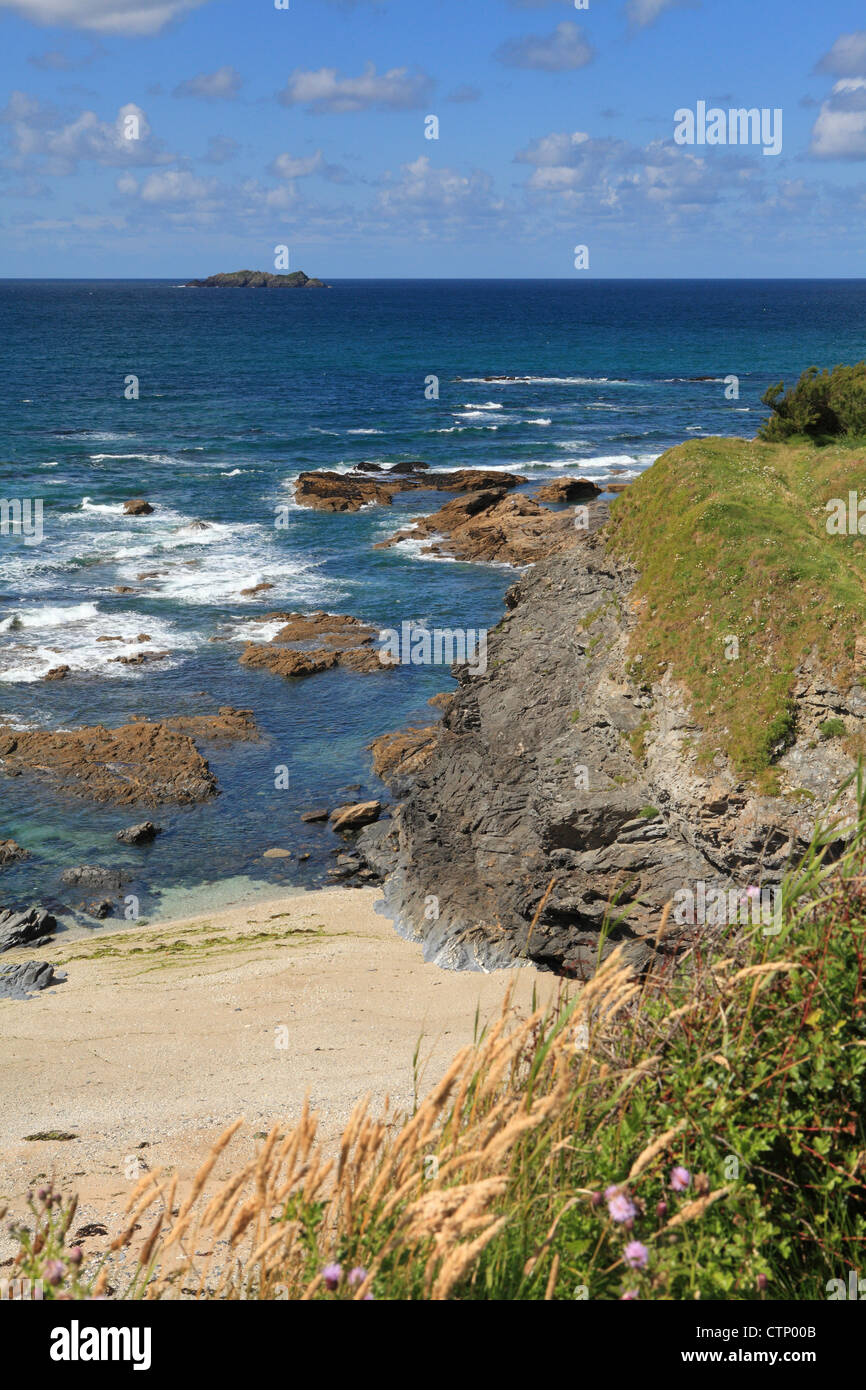 Newtrain Bay near Trevone Bay, North Cornwall, England, UK Stock Photo ...
