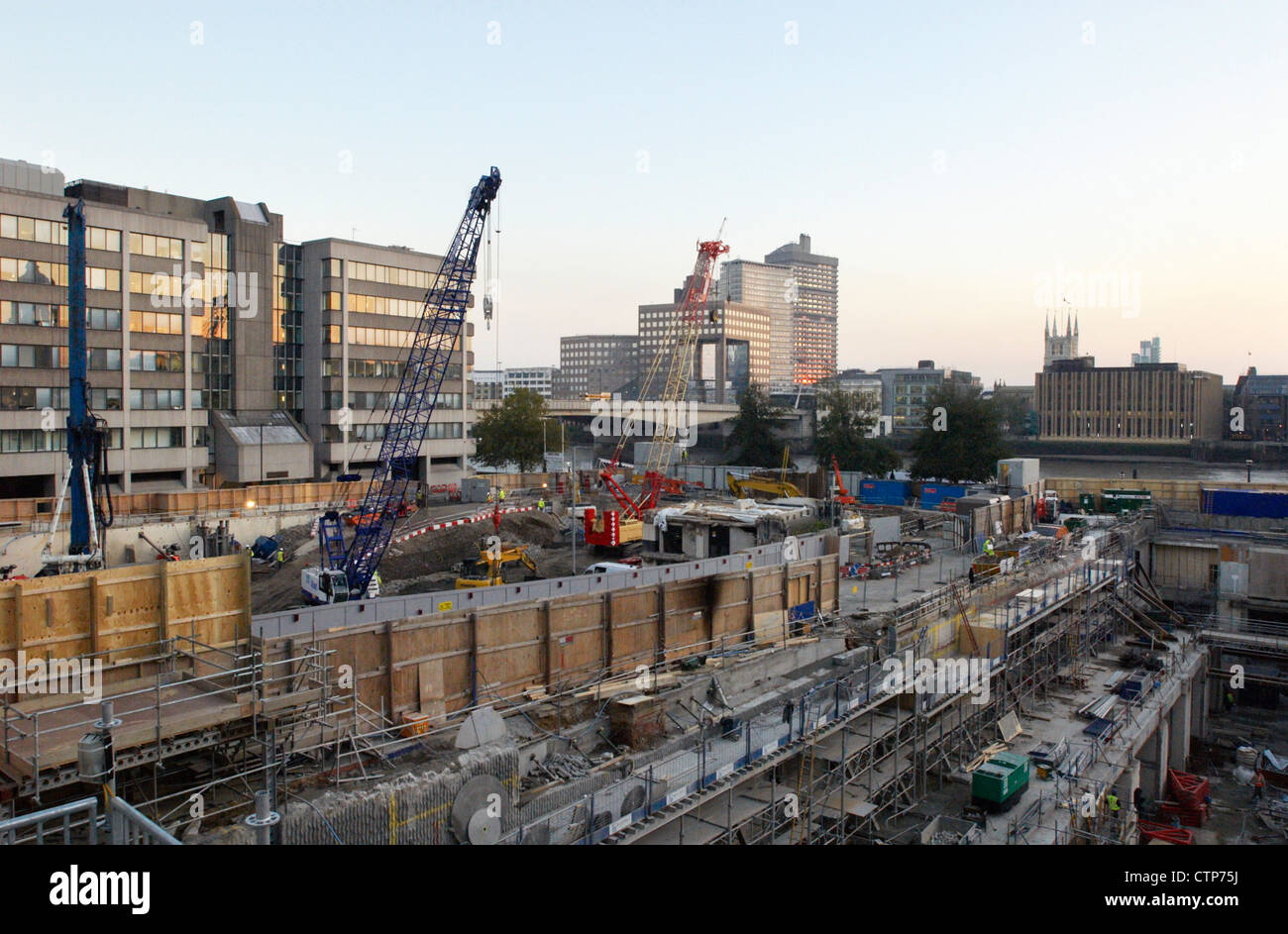 Groundworks for a new building construction in the City of London, UK ...
