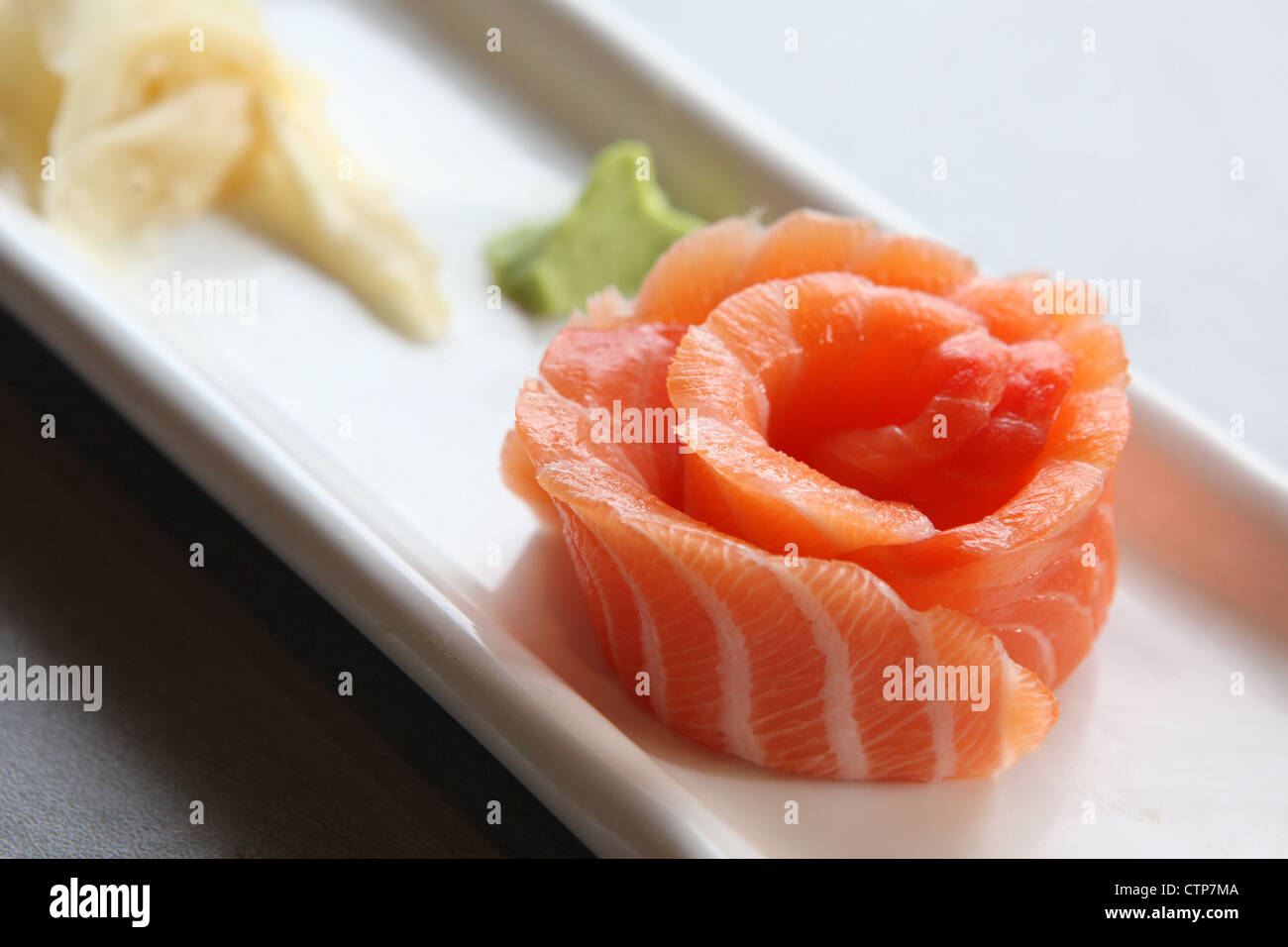 Raw salmon rose Sashimi Stock Photo - Alamy