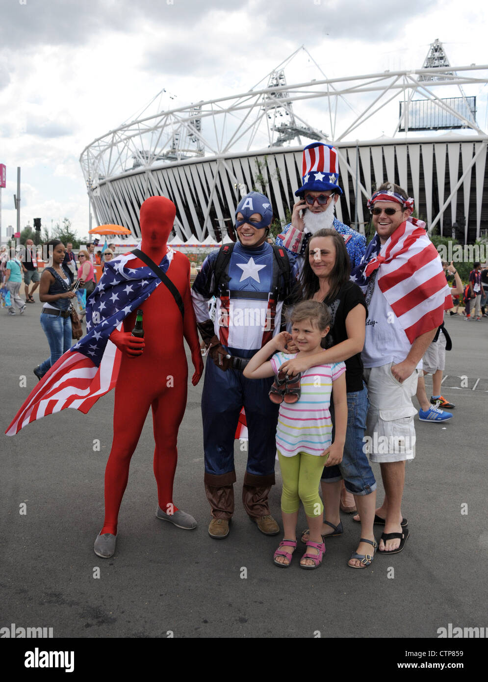 Olympic Fans at the Olympic Park in Stratford, East London on the first ...