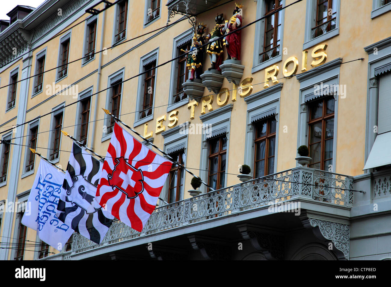 External view Grand hotel Les Trois Rois (three kings), city of Basel ...